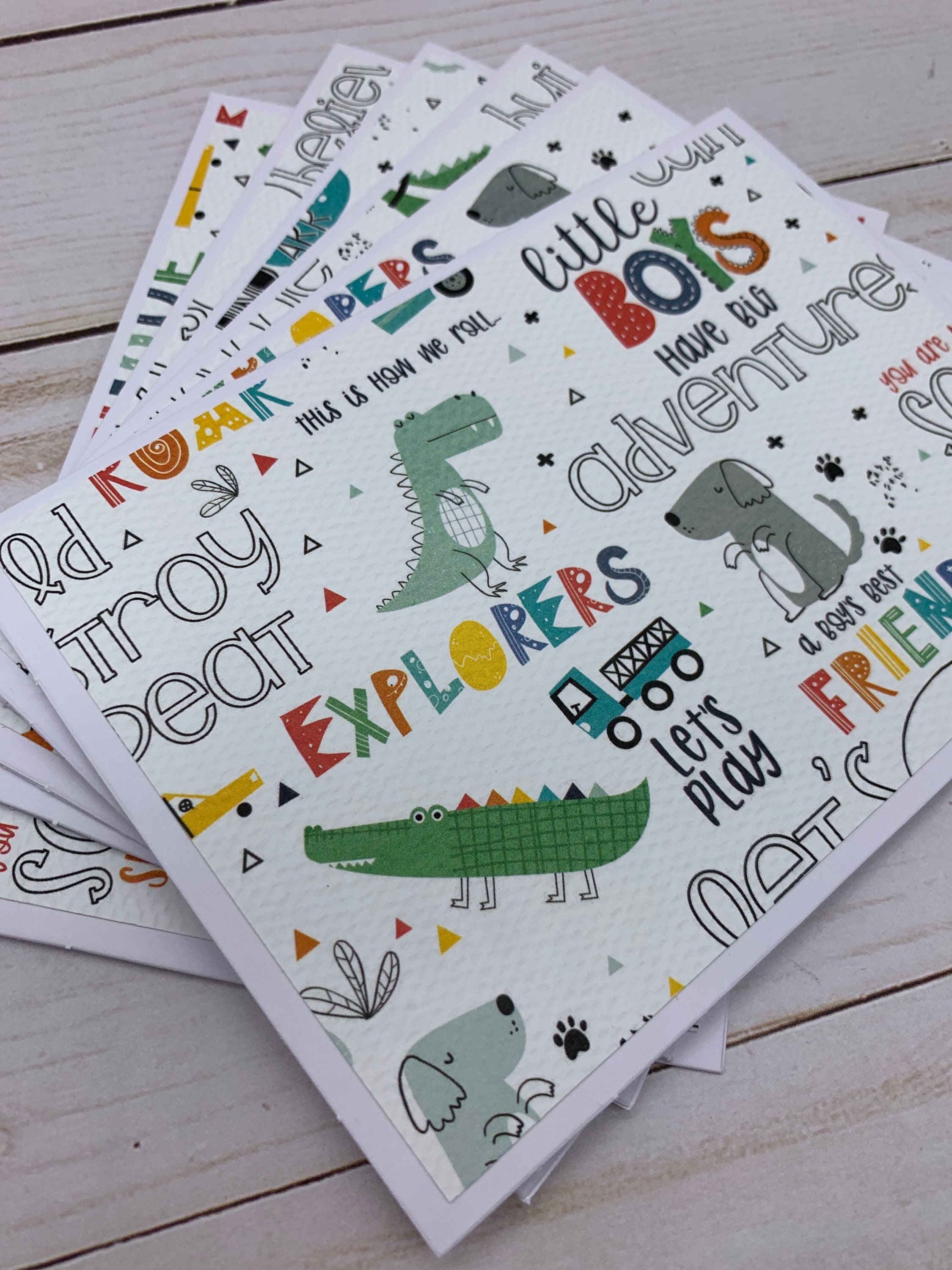Handmade Note Cards Set of 6 Kids Birthday Party 100% Boy | Etsy