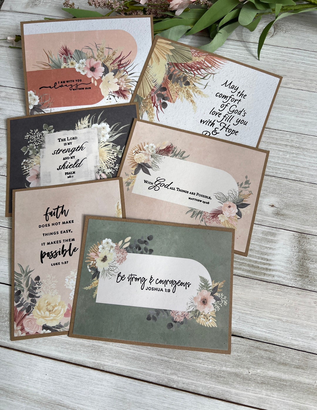 Handmade Note Cards Set of 6 Bible Verse Faith Prayers All Things Are ...