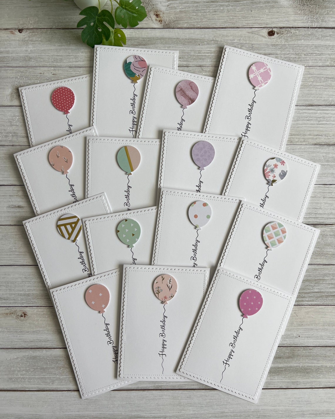 Handmade Happy Birthday Note Cards Set of 3 ~ Birthday Balloon ~ Blank ...