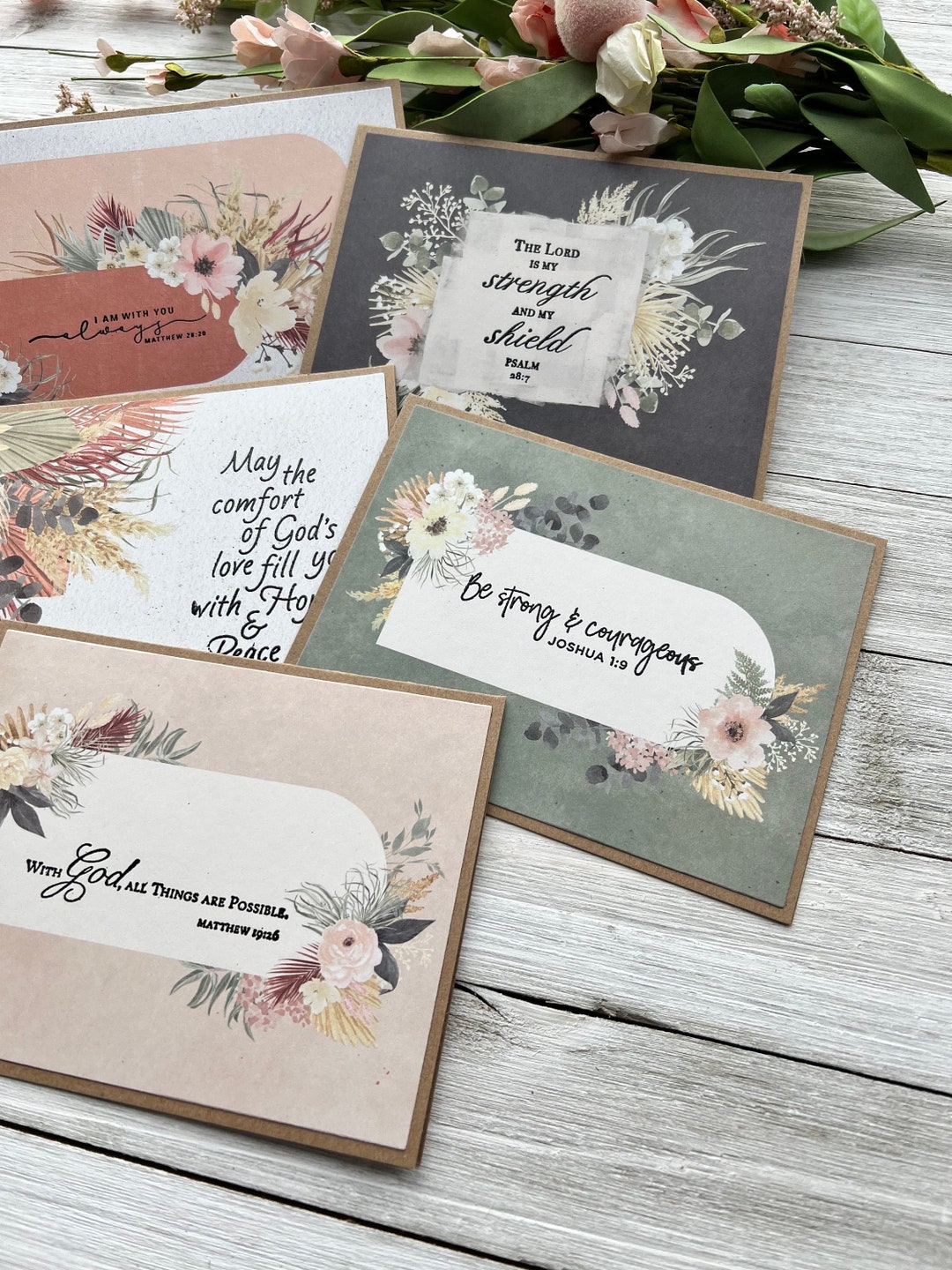 Handmade Note Cards Set of 5 Bible Verse Faith Prayers All Things Are ...