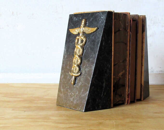 Green Marble Serpent Bookends, Asclepios, the Ancient Greek God of ...