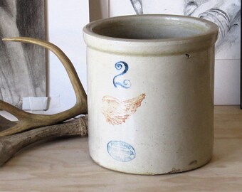 Antique 1880s Red Wing Pottery Four Gallon Crock With Lazy Eight Target ...