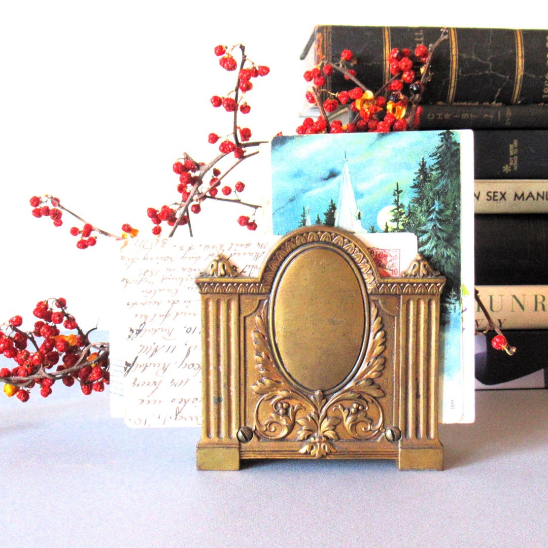 A Vintage Gold Letter Holder, Napkin Holder, Desk Decor. - Etsy