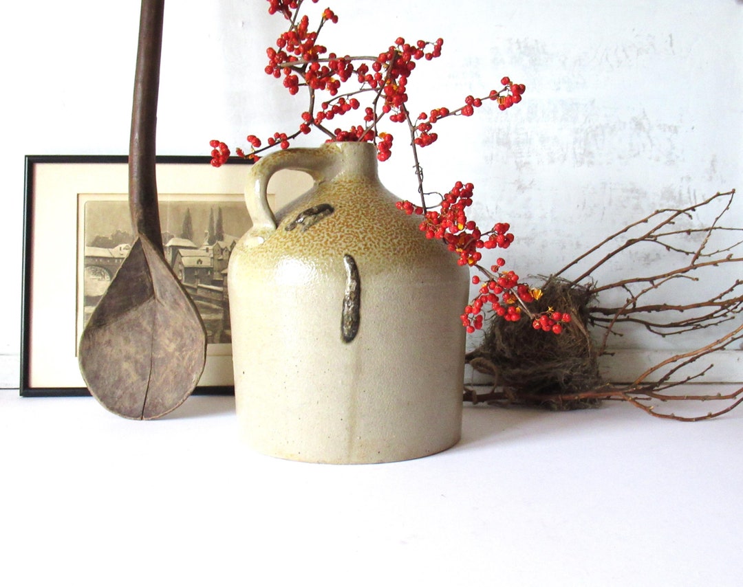Earthy Rustic Stoneware Farmhouse Jug, Primitive Salt Glazed Rustic ...