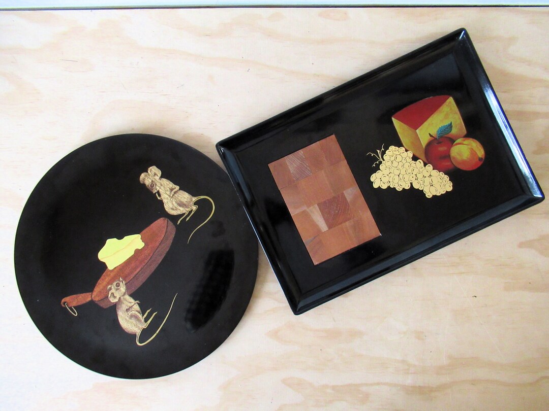 Set of Two Vintage Couroc and Japanese Retro Cheese Trays - Etsy