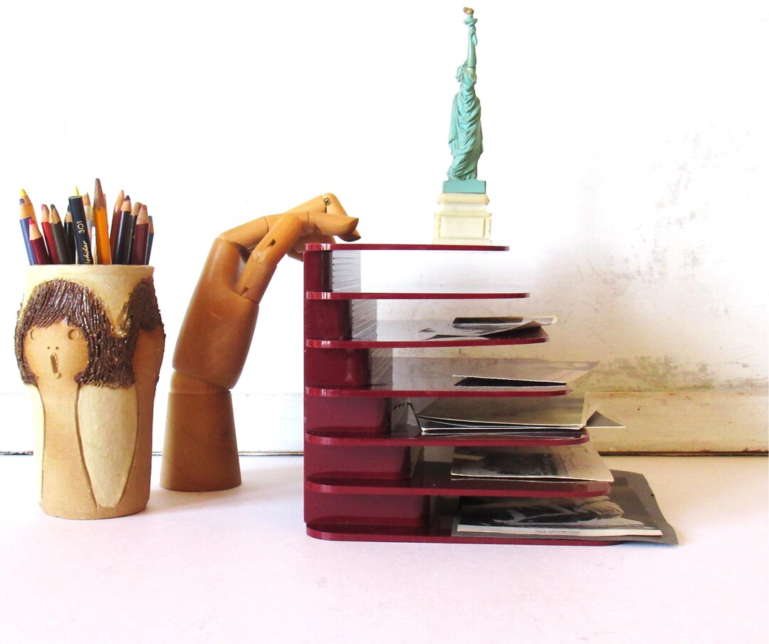 Vintage Eldon Red Tiered Letter, Mail Desk Organizer, Vintage Display ...