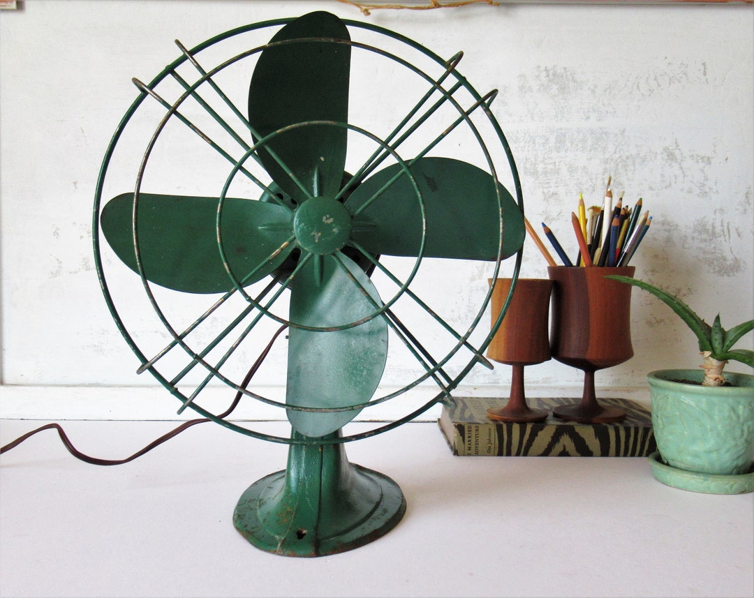 Vintage Electric Desk Fan Green Metal Fan Single Speed - Etsy