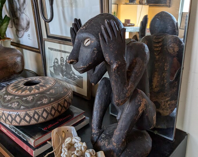 Vintage African Wooden Lega Sculpture From the Democratic Republic of ...