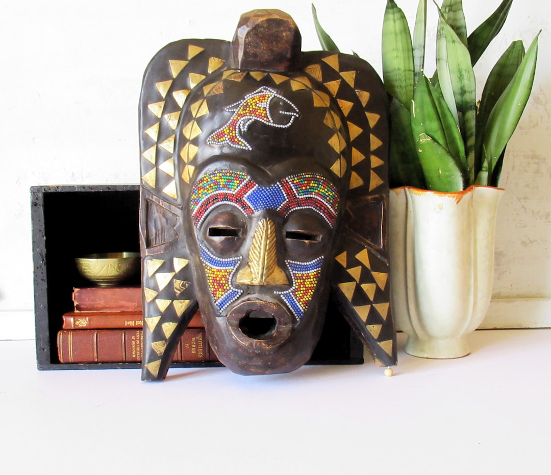 Vintage African Beaded Tribal Mask, Queen Mask of the Temne Tribe, Art ...