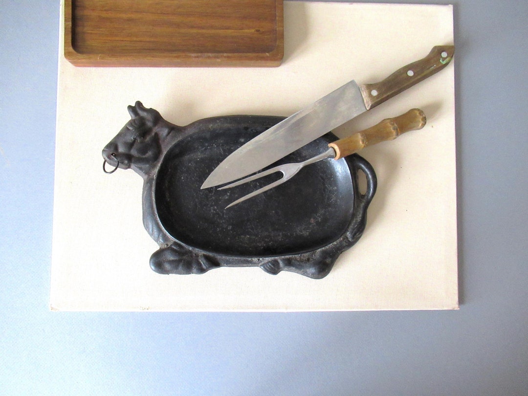 Vintage Steak Platter, Cast Iron Platter, Steak Serving Platter, Cast ...