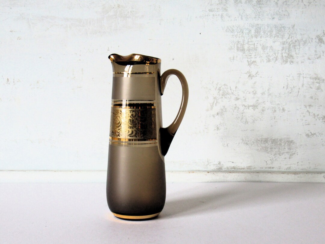 Vintage Bohemian Glass Pitcher, Hollywood Regency Style Glass - Etsy
