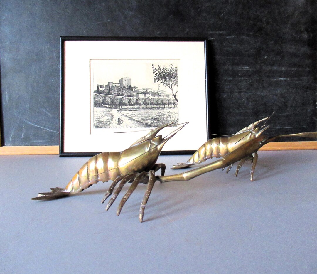 Vintage Brass Lobster Figurine, Beach Cabin, Lake House, Nautical Decor ...