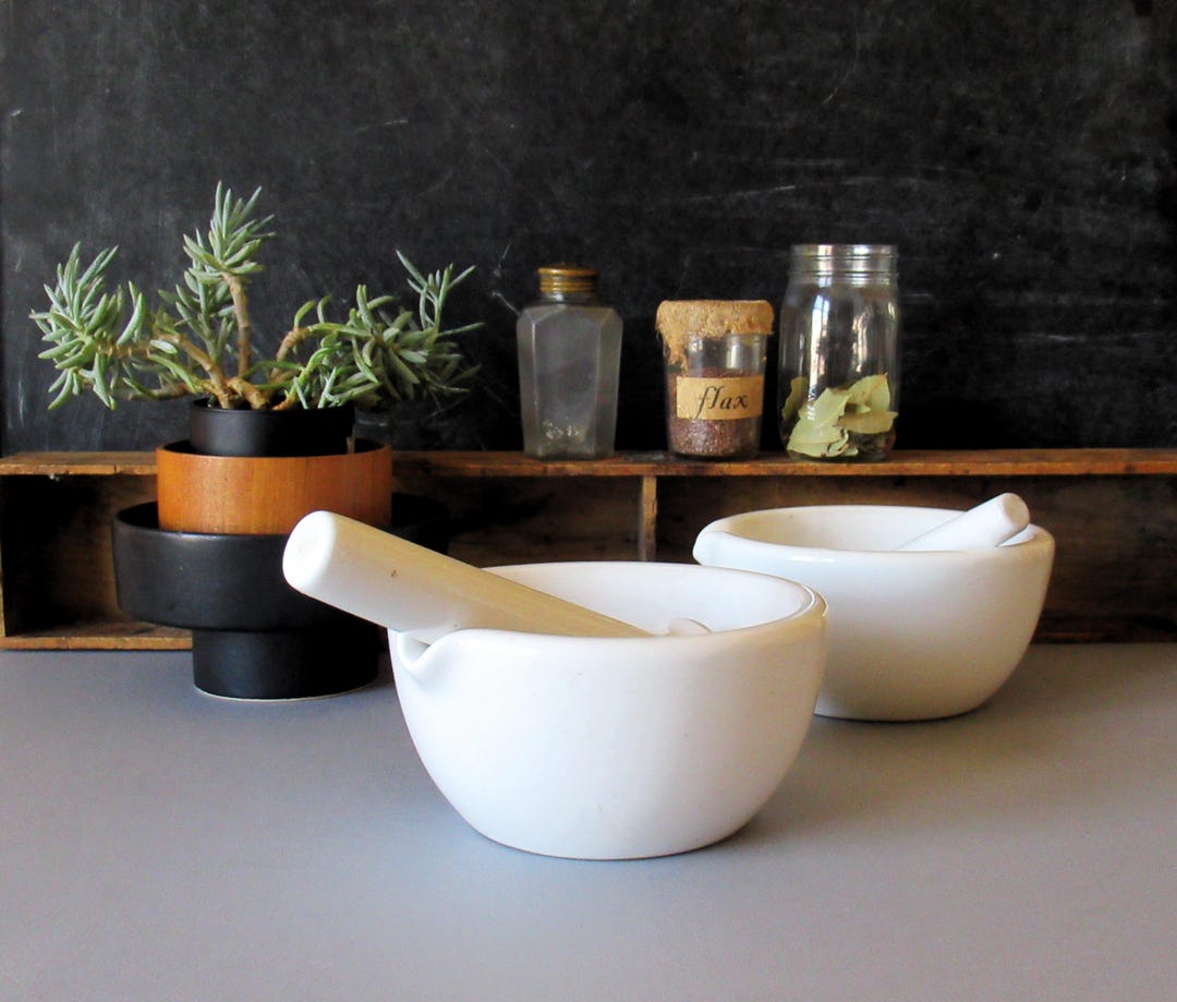 Large Vintage Coors Ceramic Mortar and Pestle, Coors USA Porcelain Pharmacy Mortar and Pestle ...