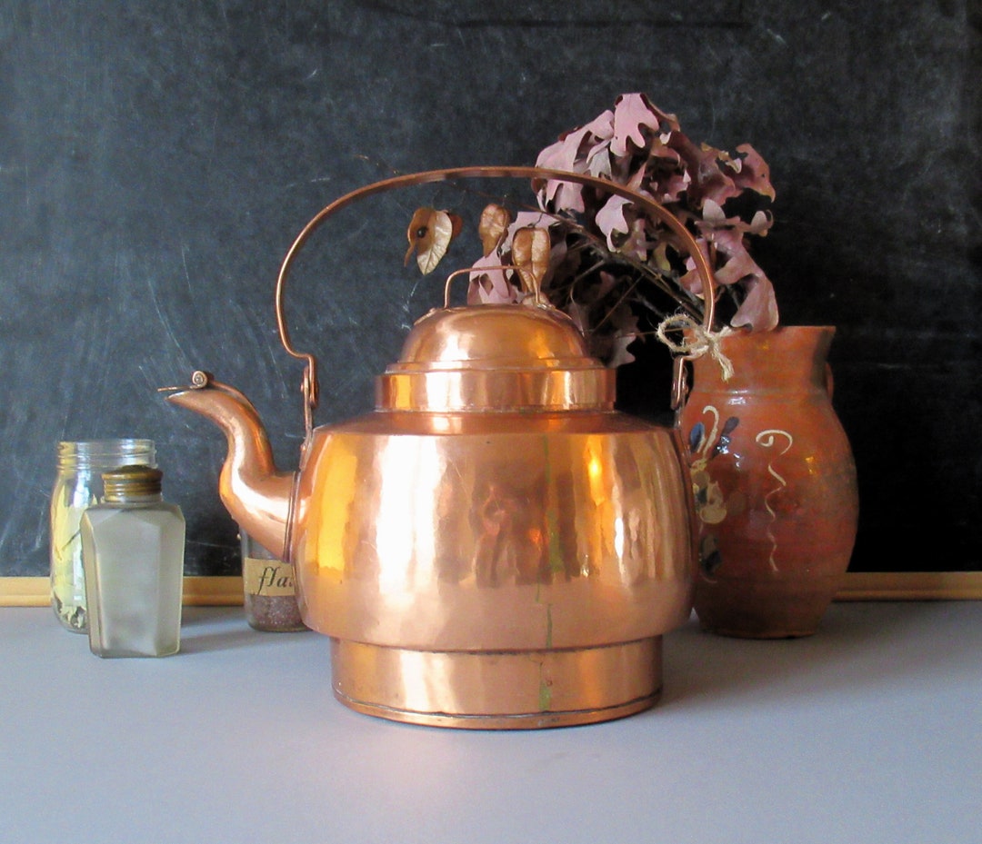 Copper Kettle, Farmhouse Kitchen Decor, Antique Copper Kettle, Country ...