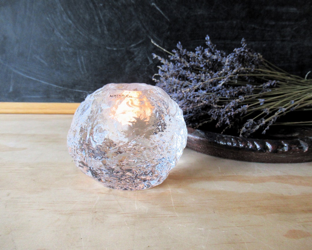 Vintage Kosta Boda Glass Snowball Candle Holder, Minimalist ...