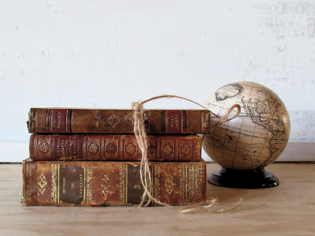 Decorative Book Bundle, Old Library, Set of Three Warm Tone Books ...