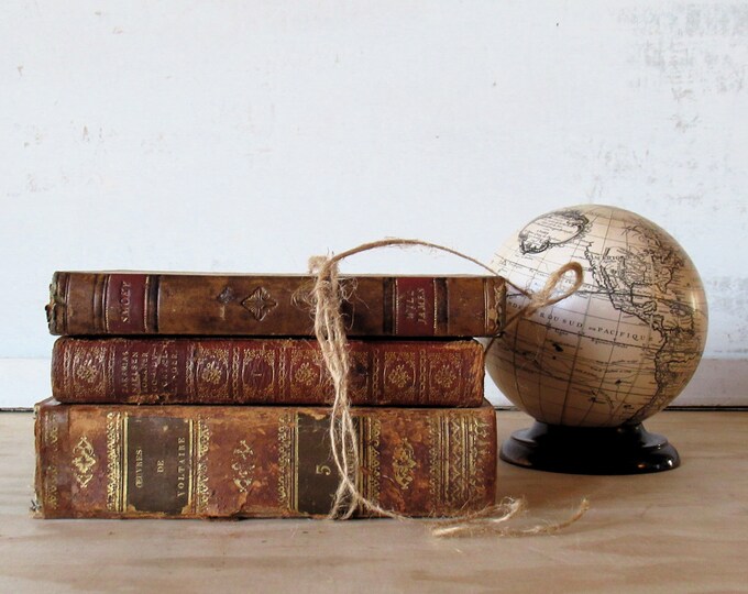 Decorative Book Bundle, Old Library, Set of Three Warm Tone Books ...