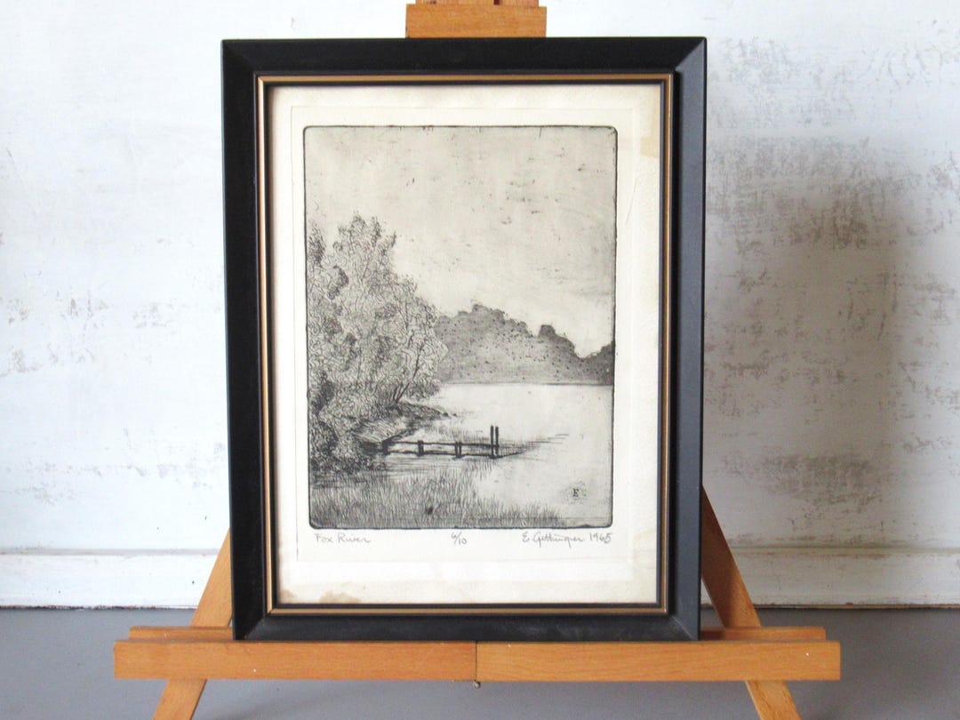 Mid-century 1965 E. Gettinger Signed Lithograph, Minimalist, Serene ...