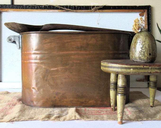 Vintage Copper Tub, Copper Boiler, Rustic Planter, Rustic Firewood ...