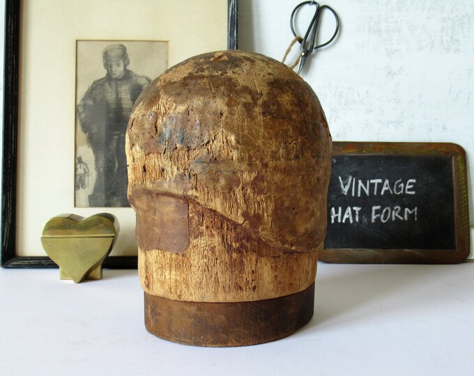 Vintage Wooden Hat Form, Wooden Head Block, Millinery Form, Hat Making ...