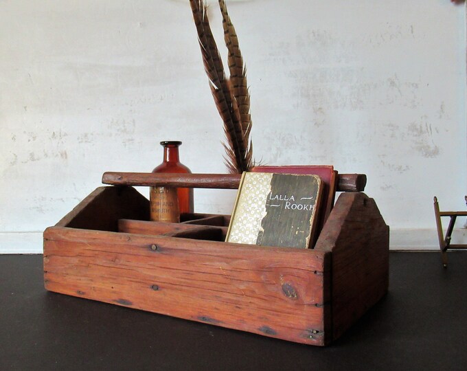 Vintage Wooden Farmhouse Caddy, Rustic Caddy, Gardening Caddy, Toolbox ...