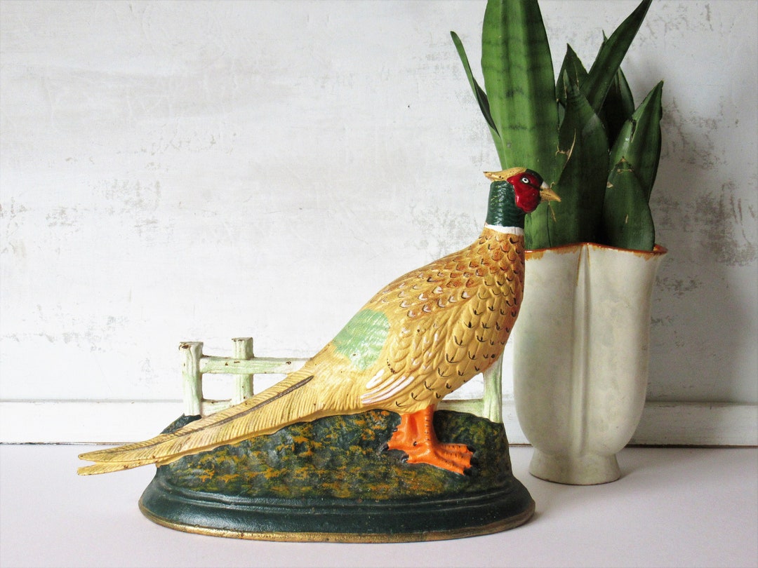 Vintage Cast Iron Doorstep, Rustic Pheasant Doorstop, Farmhouse ...