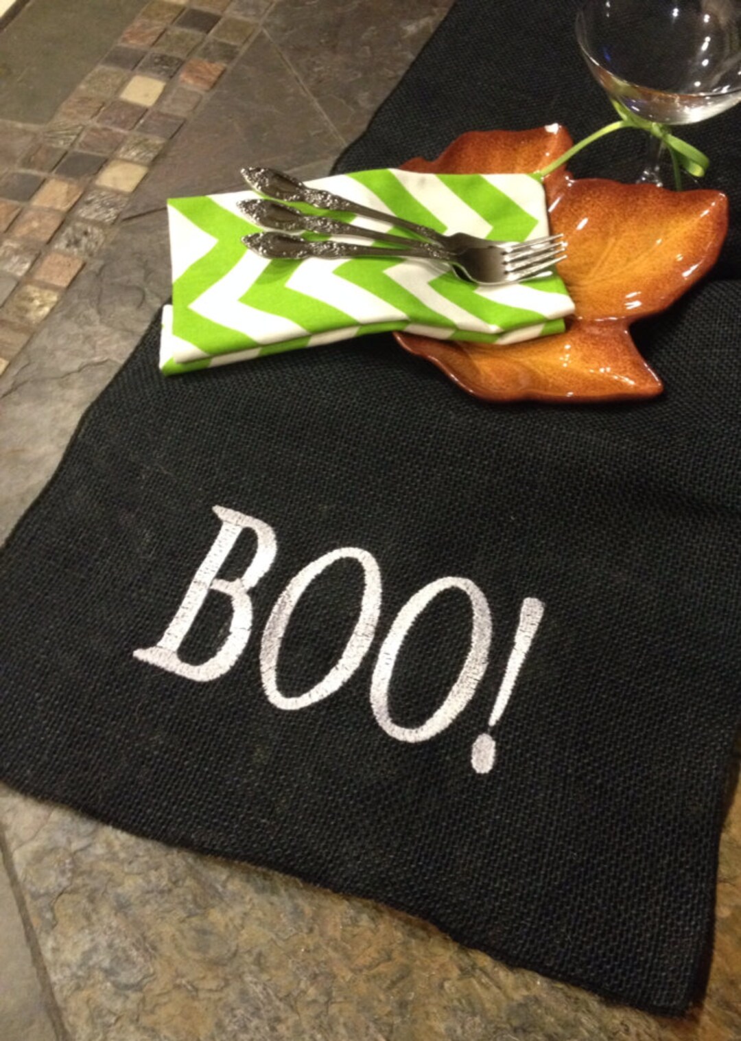 BOO - Black Burlap Halloween Table Runner - 12 Inches by Your Choice of ...