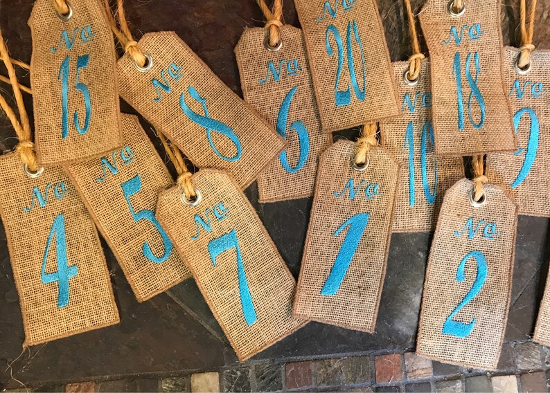 25 Burlap Wedding TABLE NUMBERS Centerpieces Custom - Etsy