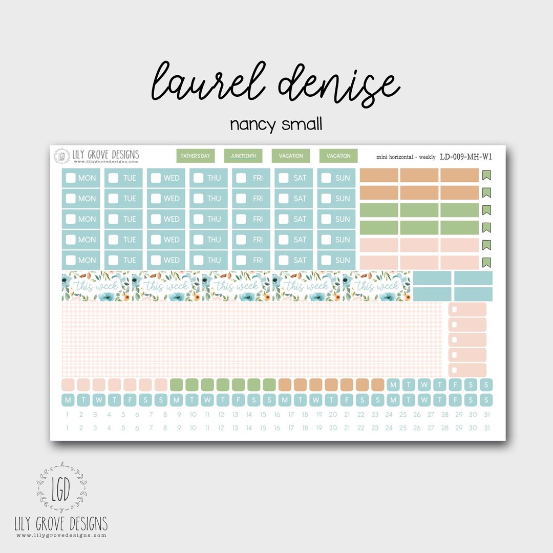 LD-009 - Laurel Denise NANCY SMALL Weekly Kit - Perfect for Undated ...