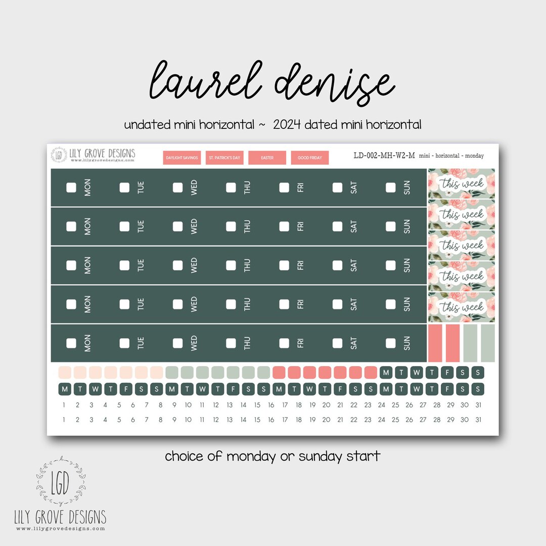 LD-002 Laurel Denise MINI Horizontal Weekly Kit Perfect for Undated ...