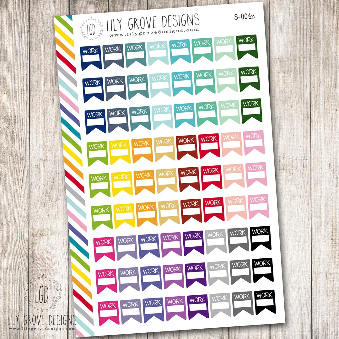 004 Work Block Tags Banner Planner Stickers Shift Stickers - Etsy