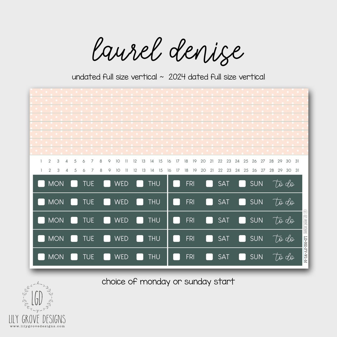 LD-002 Laurel Denise Vertical Weekly Kit Perfect for Undated Vertical ...