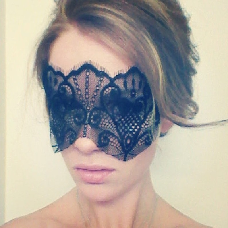 Black Lace Face Mask Masquerade Black Lace Venetian Mask | Etsy