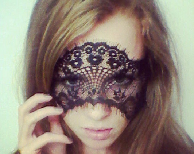 Black French Lace Face Mask - Excellent for Gift for Her, Masquerade ...