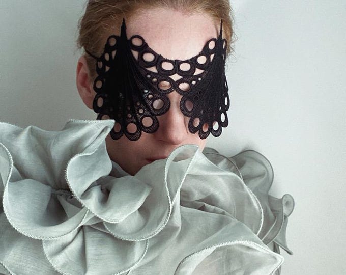 Scarlett Mask - Scalloped Art Deco Eye Lace Mask - Masquerade Black See ...