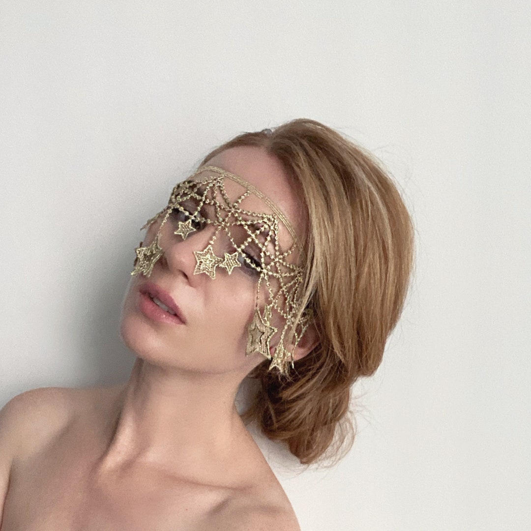 Gold Star Mask - Gold New Year Eve Mask - Gold Masquerade Ball Party ...