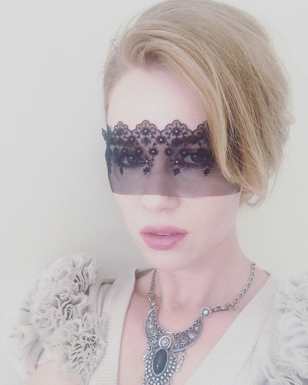 Royal Grace Mask - Masquerade Lace Mask - Unisex Black See Through Mask ...