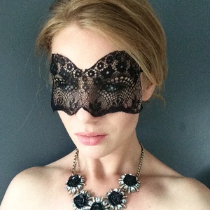 Black Lace Mask - Masquerade Black Lace Mask - SM Blindfold Mask ...
