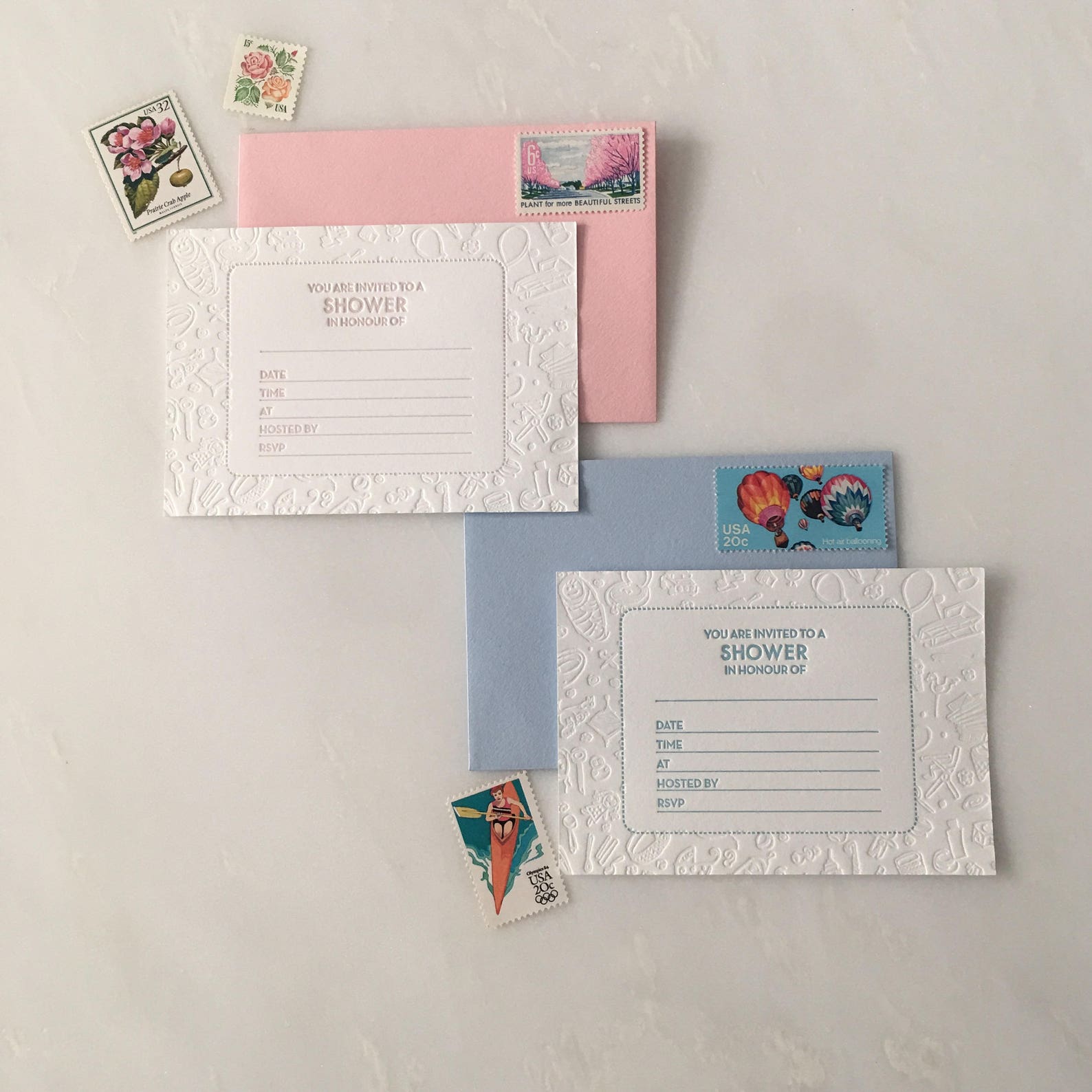 Letterpress Baby Shower Invitations - Etsy