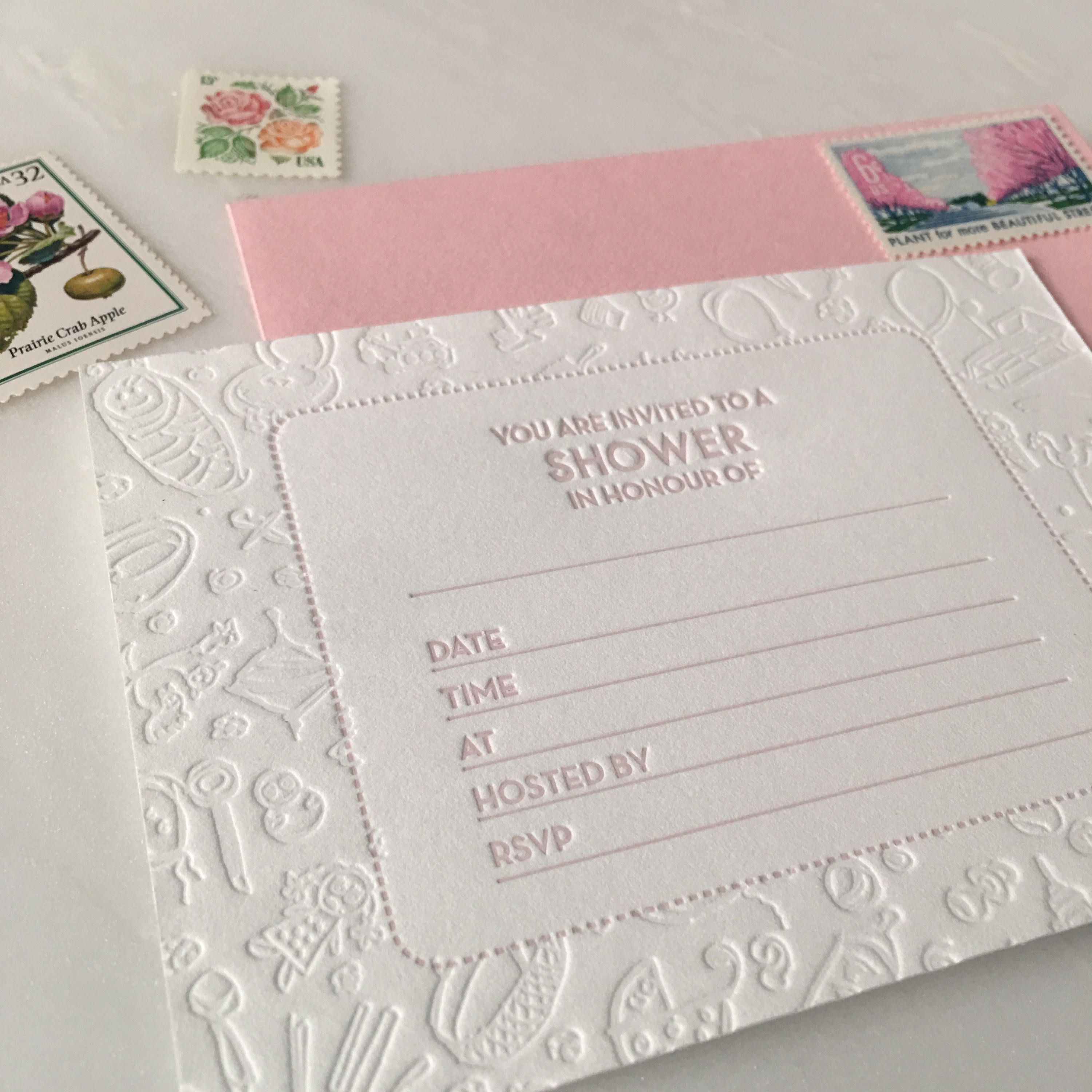 Letterpress Baby Shower Invitations - Etsy