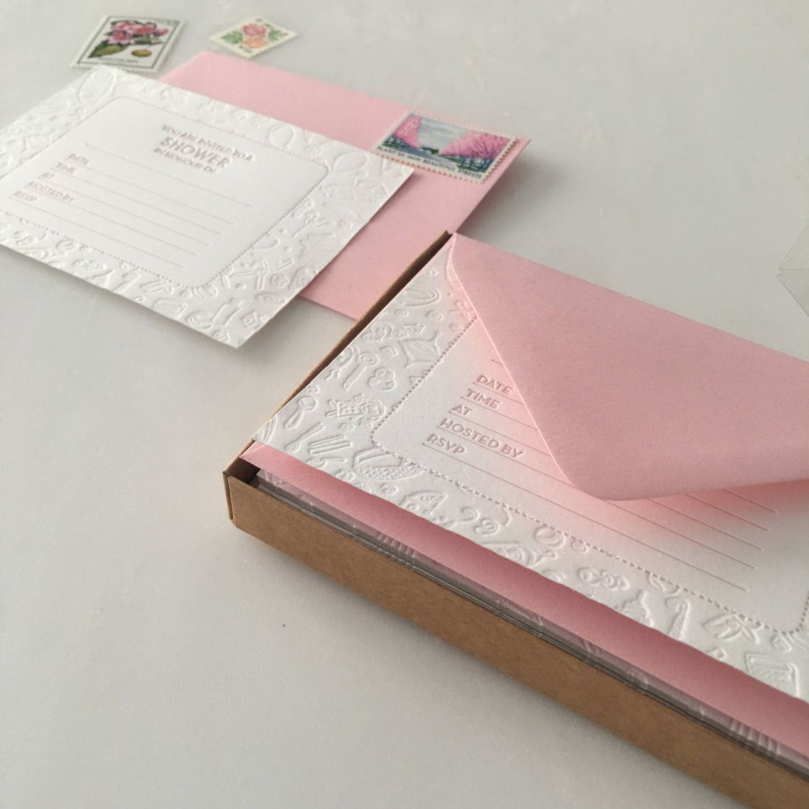 Letterpress Baby Shower Invitations - Etsy