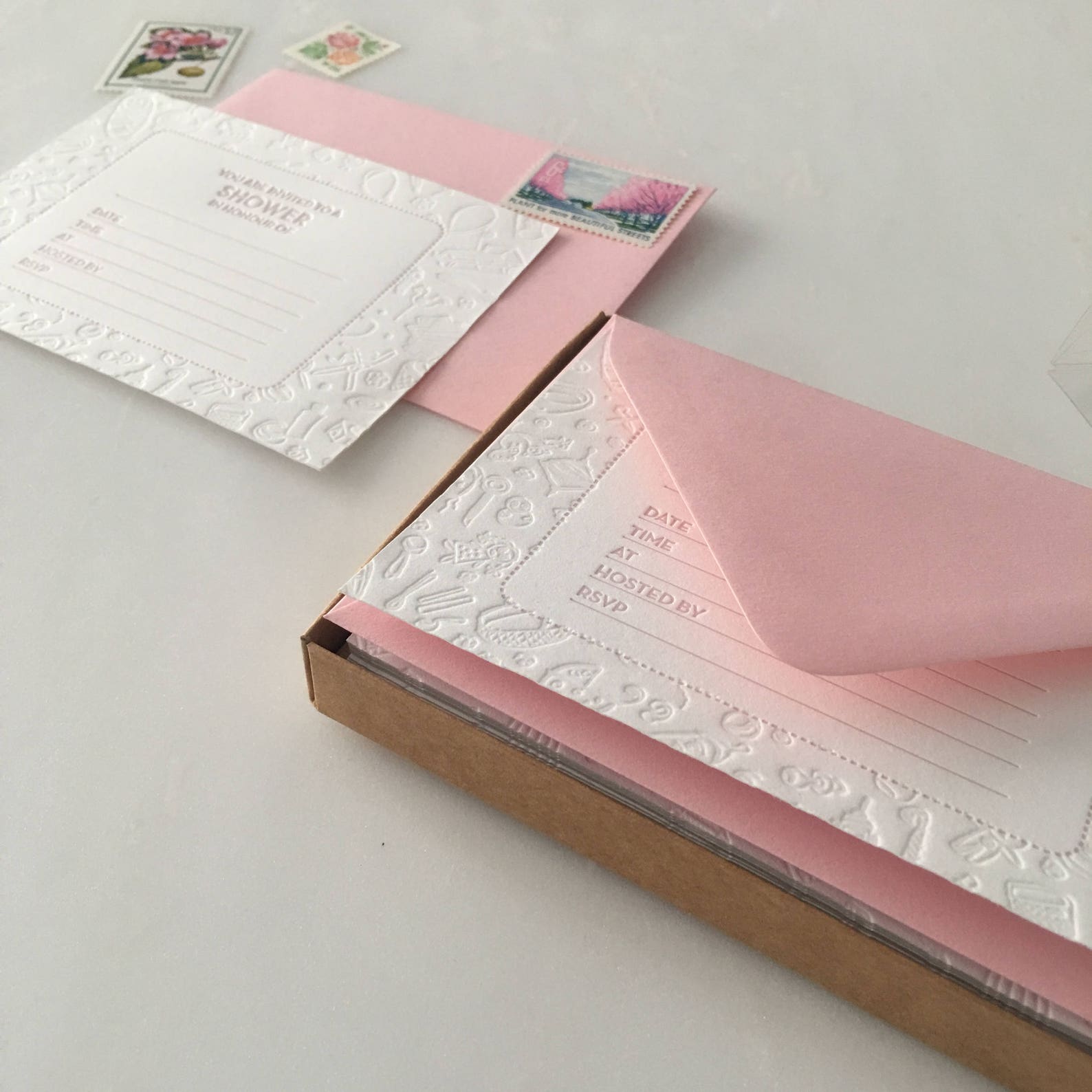 Letterpress Baby Shower Invitations - Etsy
