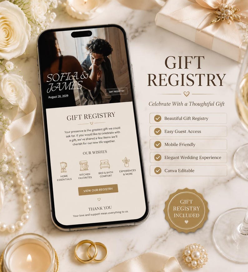 Wedding Website Template, Canva Wedding Website, RSVP Template, Wedding ...