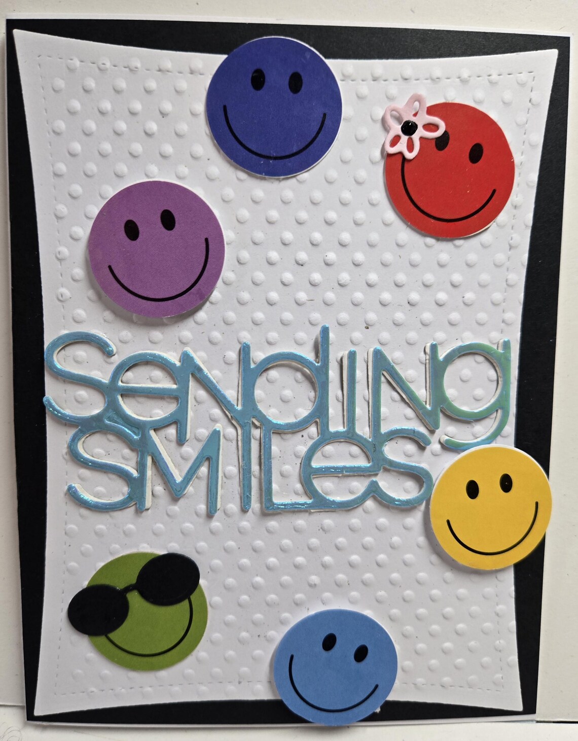 Handmade 'sending Smiles' Card: Embossed Swiss Dot Design - Etsy