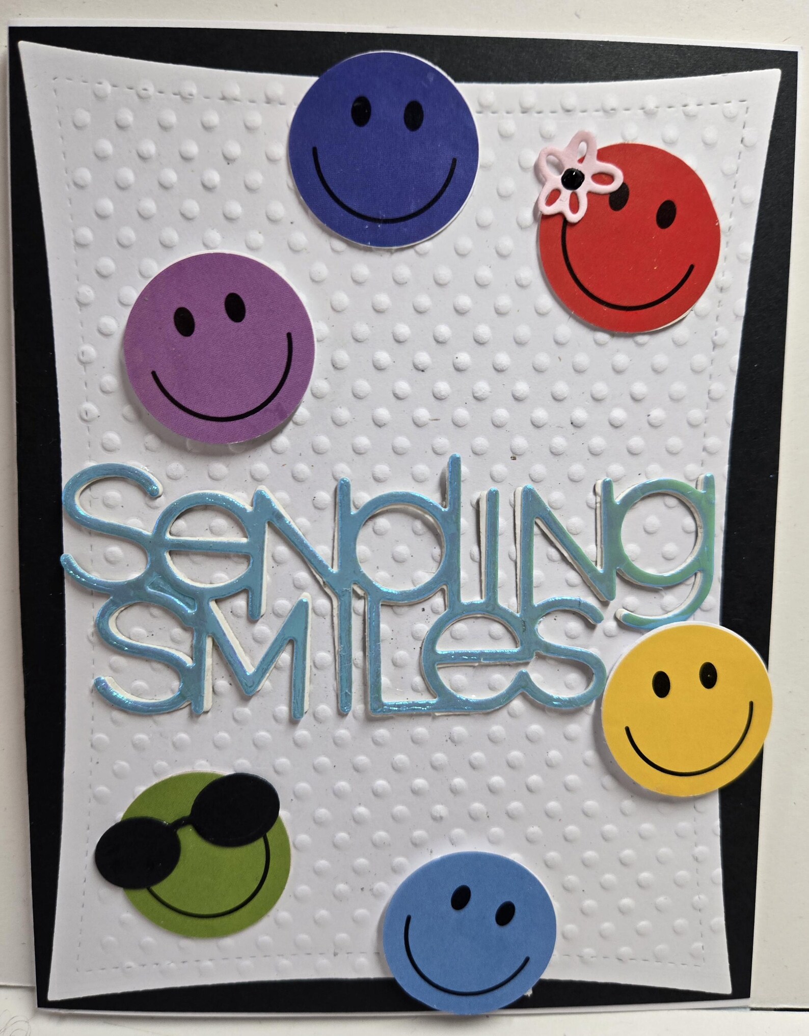 Handmade 'sending Smiles' Card: Embossed Swiss Dot Design - Etsy