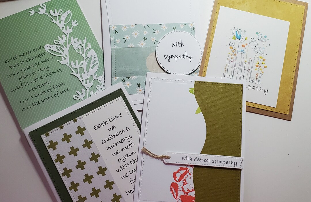 Set of 5 Handmade Sympathy Cards. Bereavement. Grief. Loss of a Loved ...
