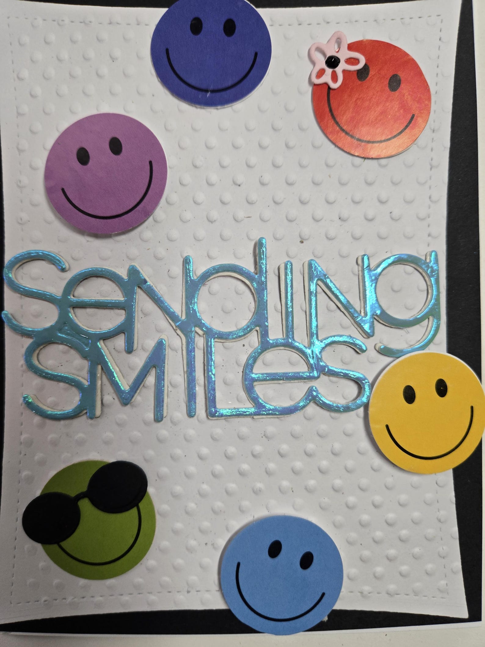 Handmade 'sending Smiles' Card: Embossed Swiss Dot Design - Etsy