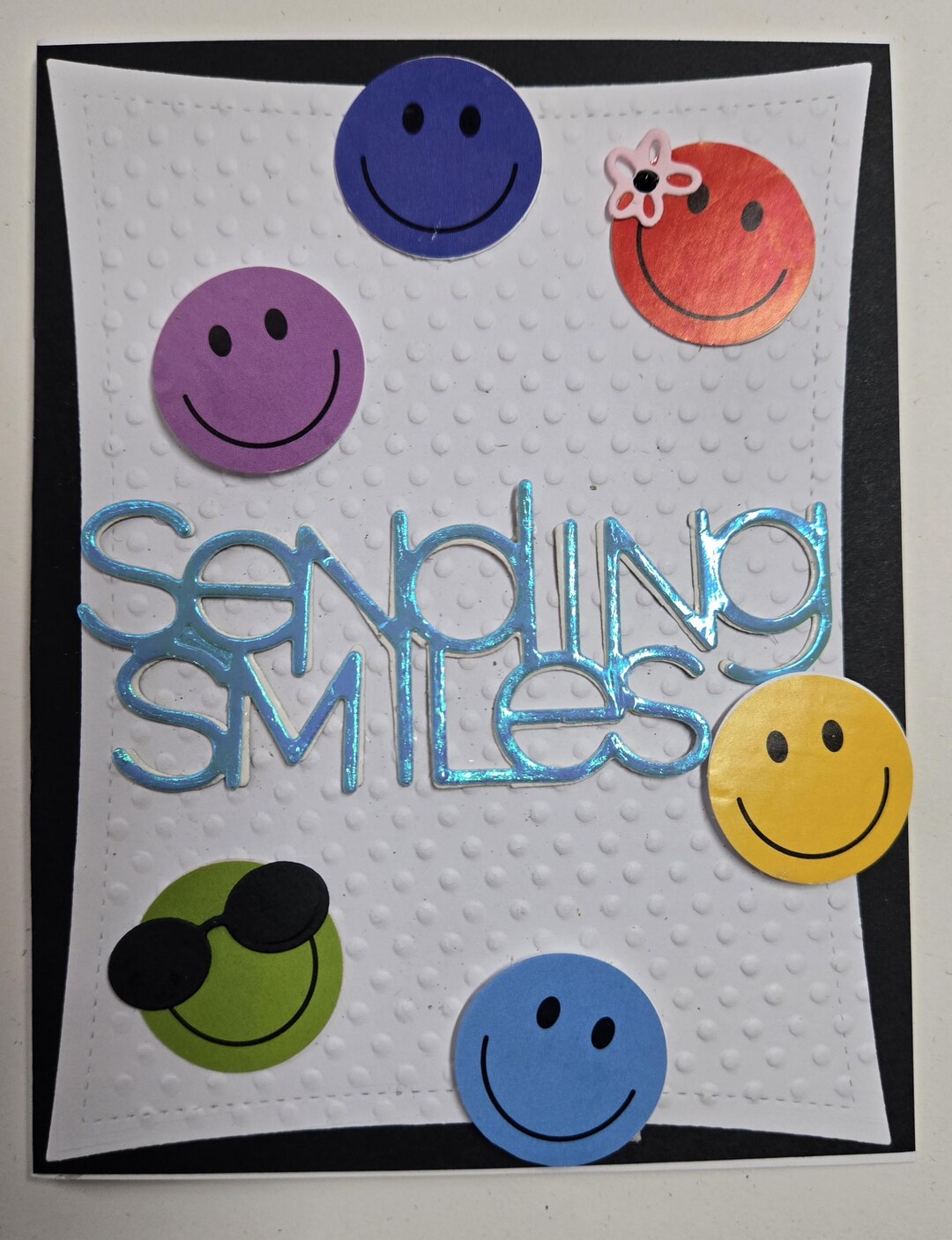 Handmade 'sending Smiles' Card: Embossed Swiss Dot Design - Etsy