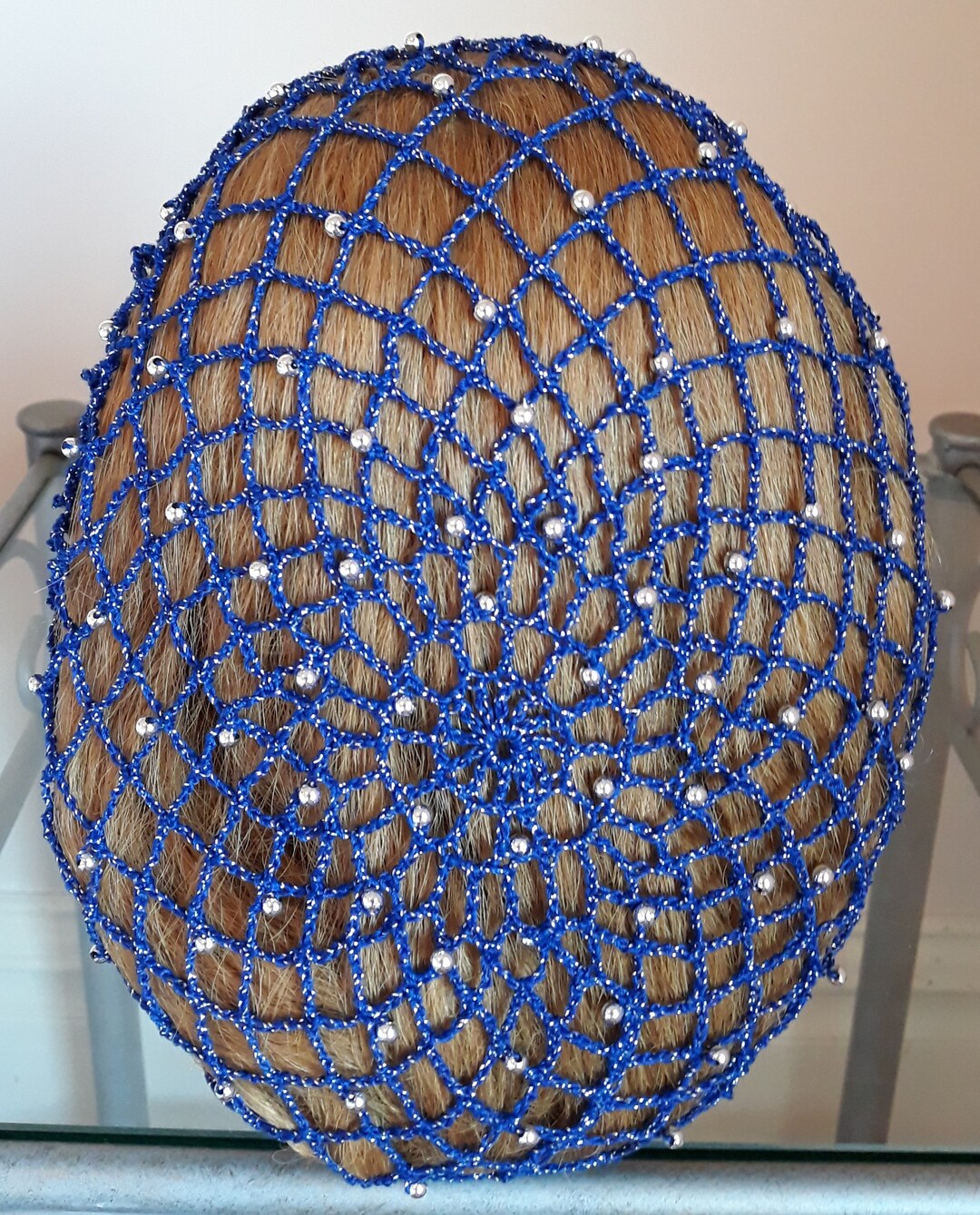 Open Weave Fancy Snood Pattern - Beaded Alternating Rows in Metallic ...