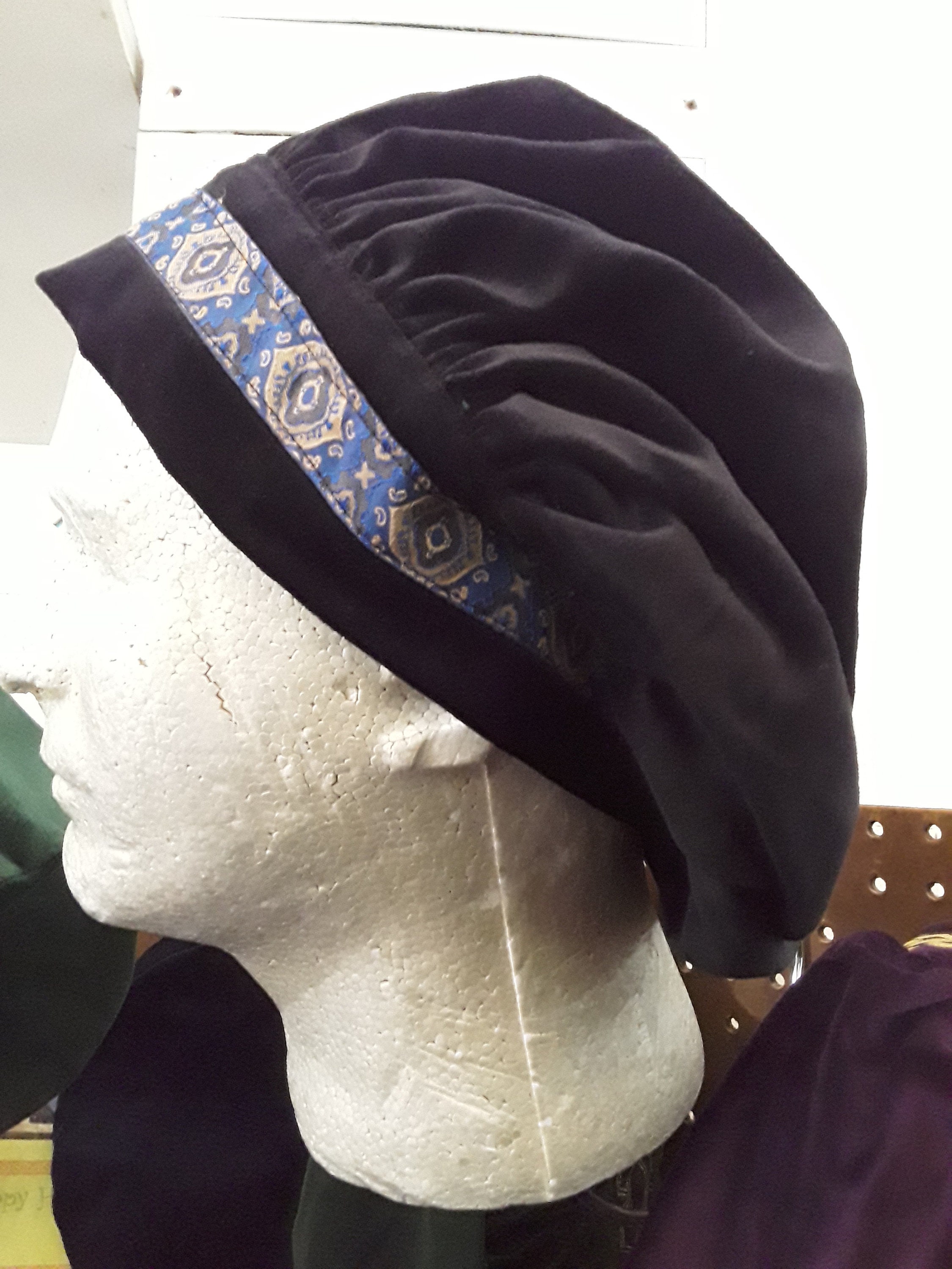 Cotton Velveteen Muffin Hat with Decorative Trim